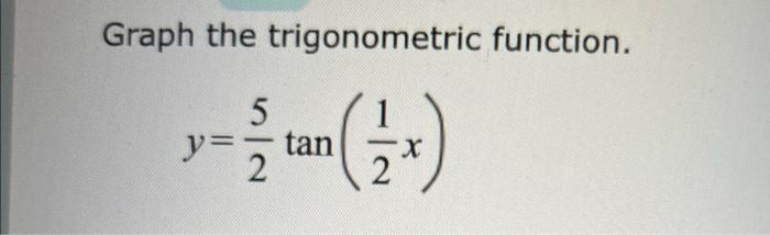 Solved Graph the trigonometric function. y=25tan(21x) | Chegg.com