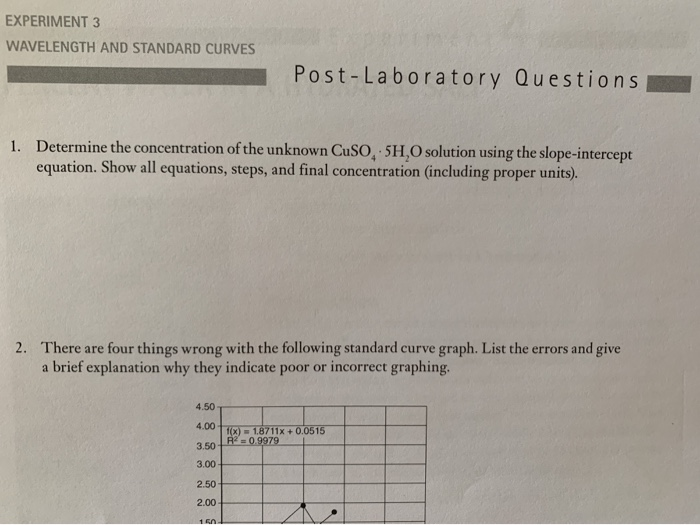Determine the concentration of the unknown CuSO4*5H2O | Chegg.com