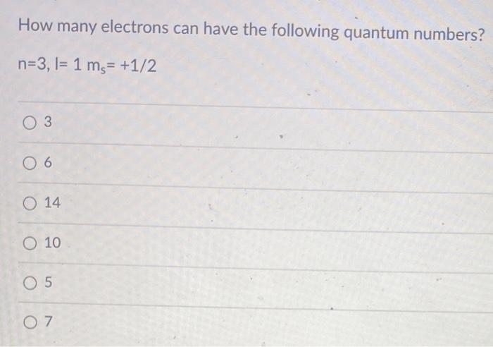 Solved How many electrons can have the following quantum | Chegg.com