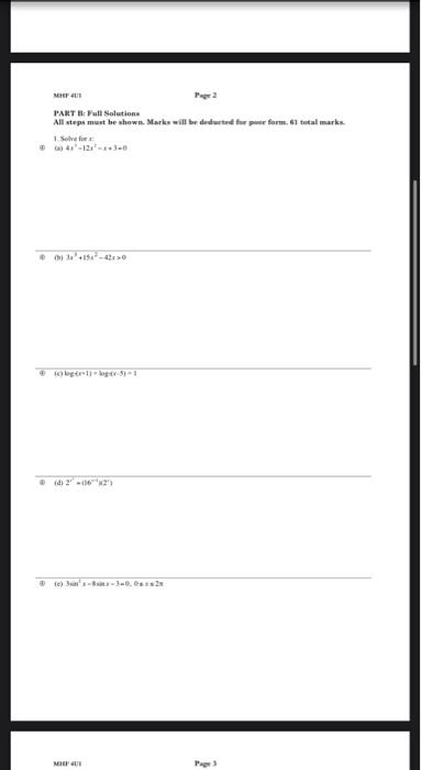 MRFU PART 3 Full Solutions All steps must be shown. | Chegg.com