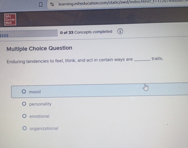 Solved Multiple Cholce QuestionEnduring tendencies to feel, | Chegg.com
