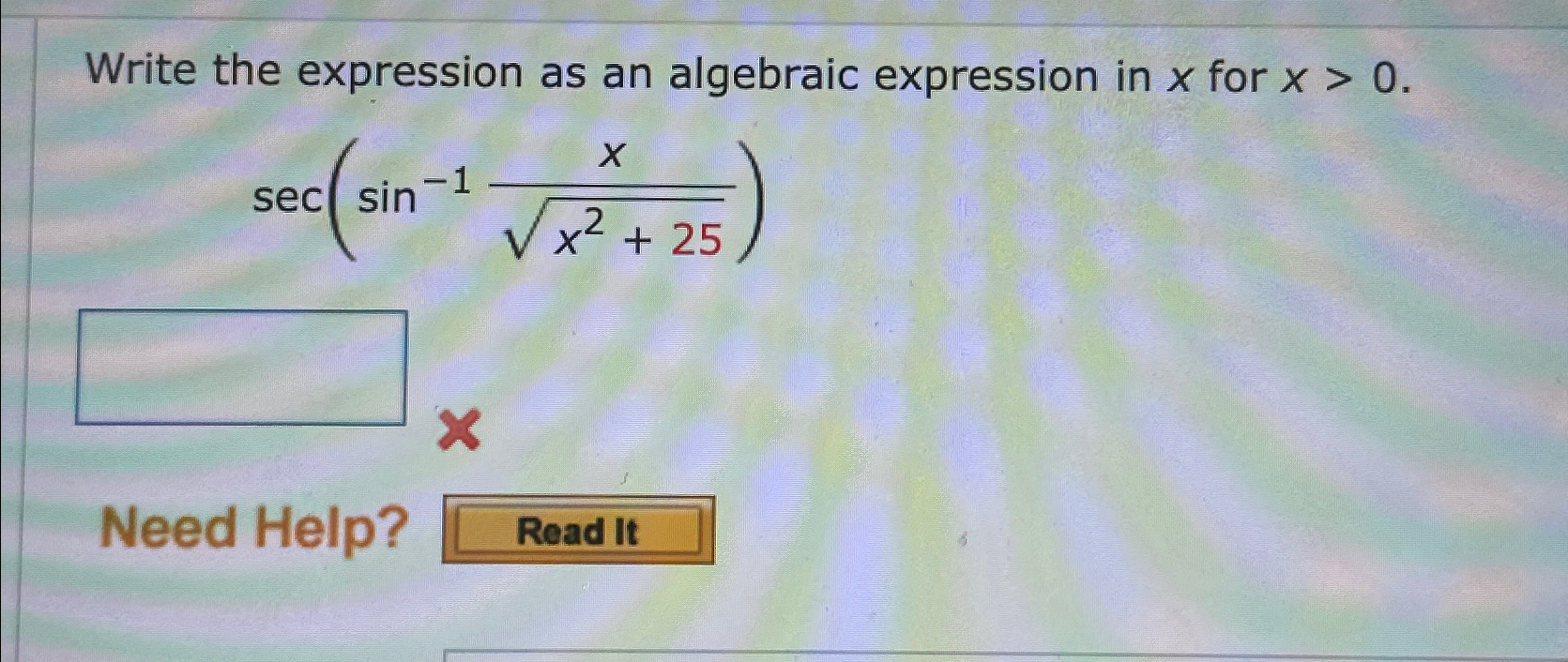 Solved Write the expression as an algebraic expression in x | Chegg.com