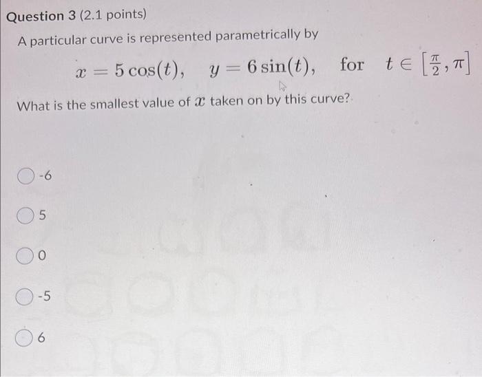 Solved Question 3 (2.1 points) A particular curve is | Chegg.com