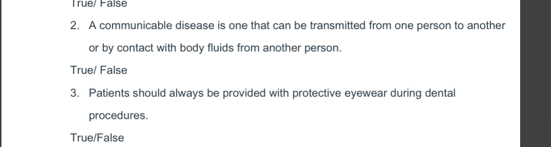 Solved Irue/tralse2. ﻿A communicable disease is one that can | Chegg.com