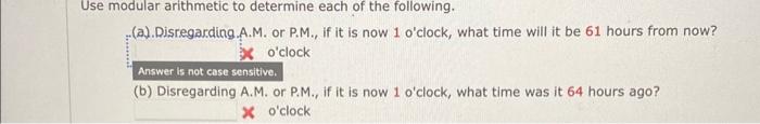 Solved Use modular arithmetic to determine each of the | Chegg.com