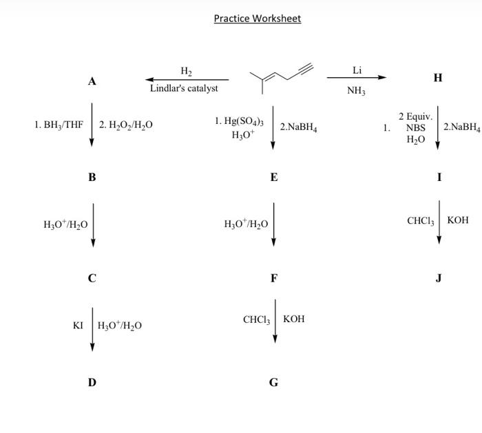 Solved Practice Worksheet A NH3 Li H 1. BH3/THF↓ 2. H2O2/H2O | Chegg.com