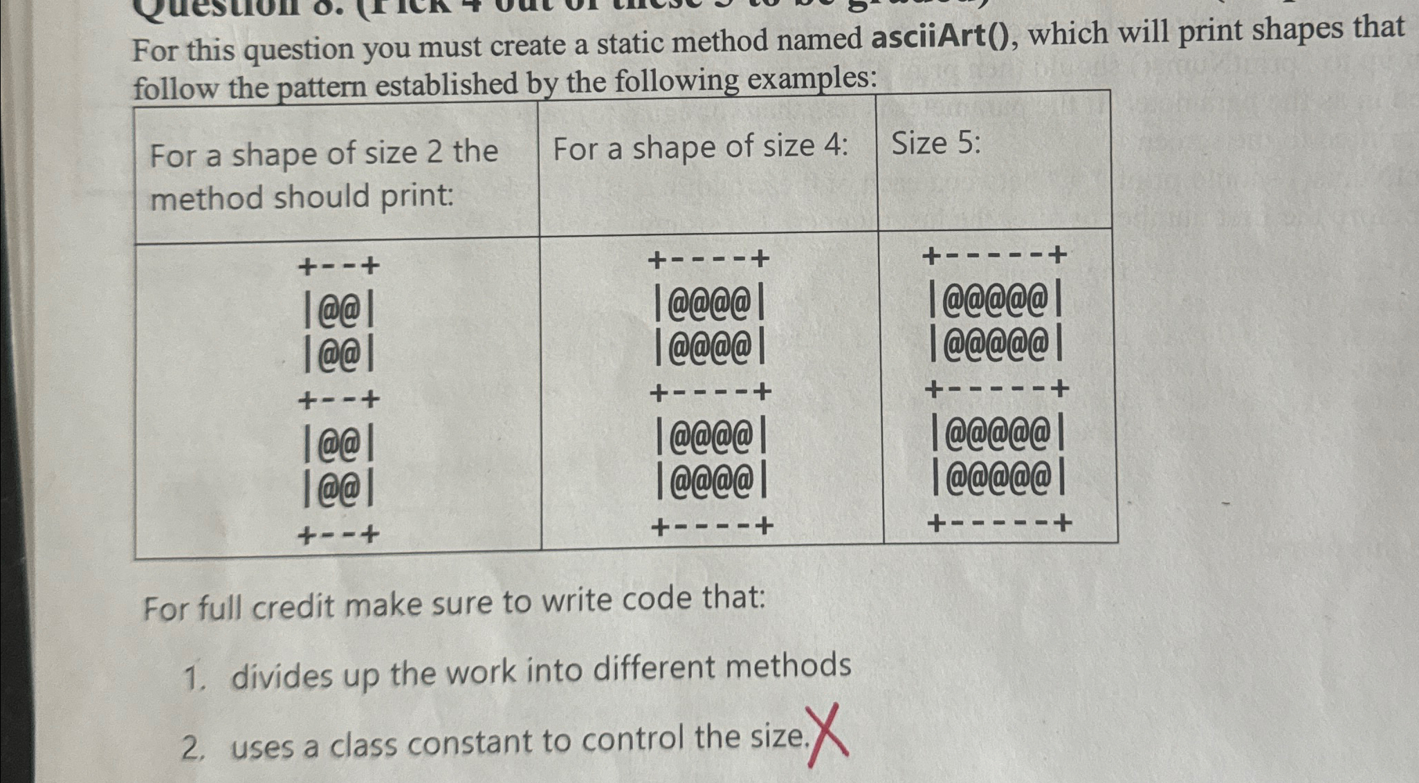 Solved IN JAVA For this question you must create a static | Chegg.com