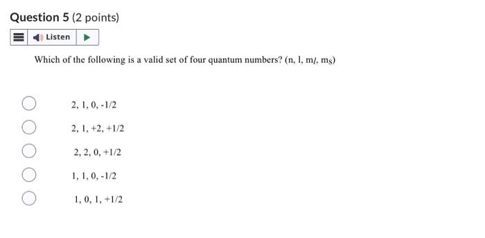 Solved An electron cannot have the quantum numbers n=,1=,ml= | Chegg.com