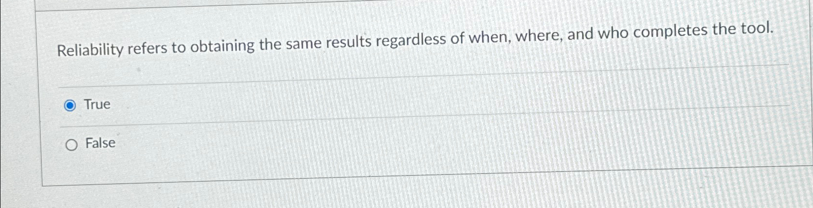 Solved Reliability refers to obtaining the same results | Chegg.com