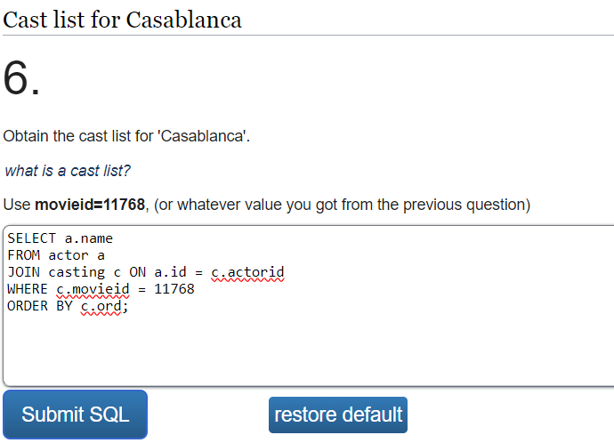 Solved Cast list for CasablancaObtain the cast list for | Chegg.com