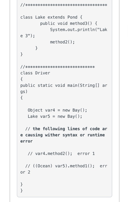 Solved Consider the following code: public class Bay extends | Chegg.com