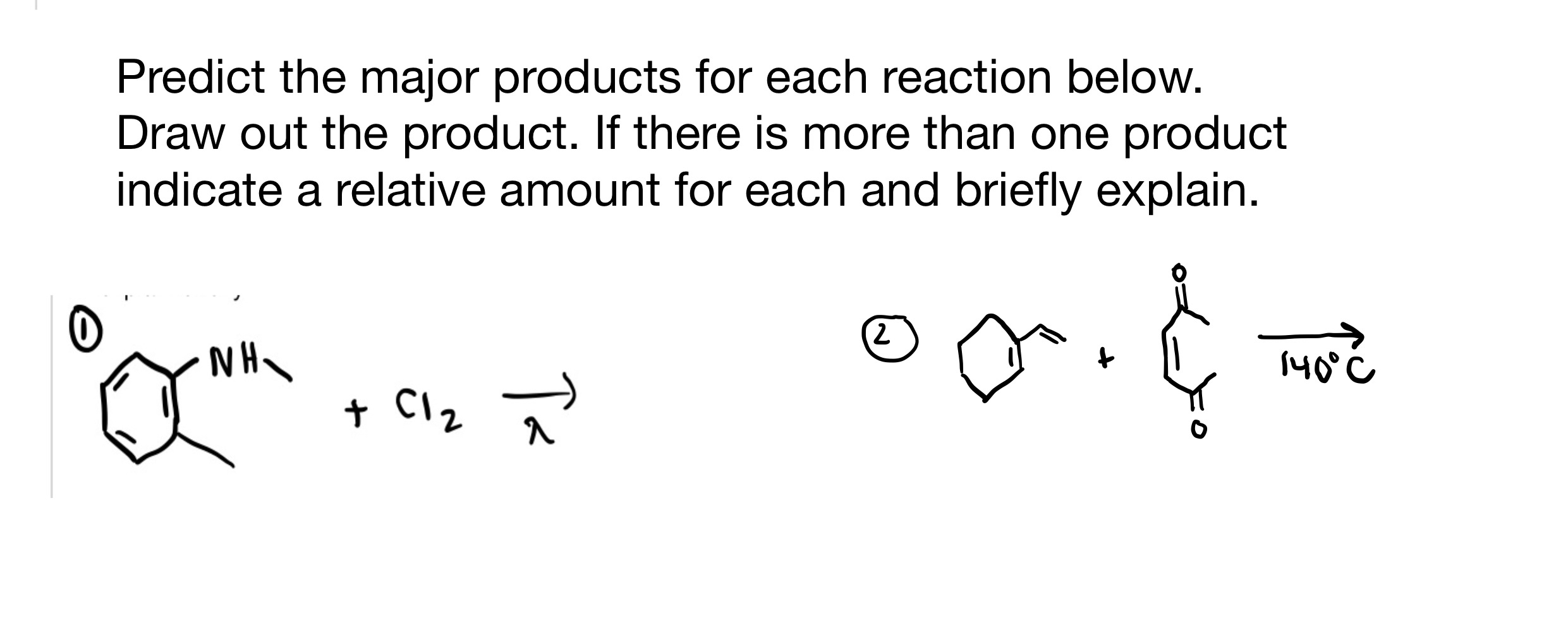 Solved Predict the major products for each reaction below. | Chegg.com
