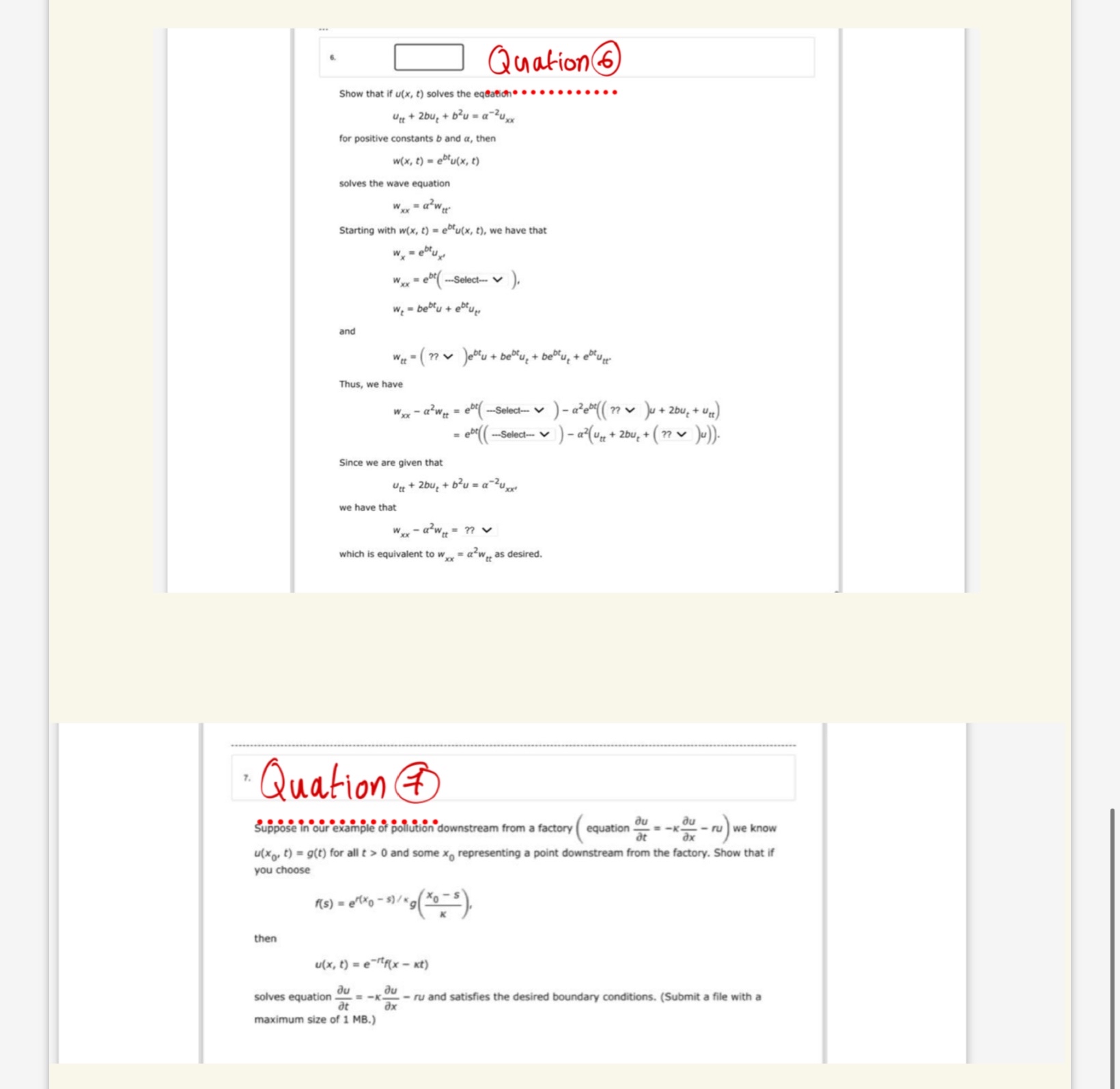 Solved Quation 6 ﻿and 7/Quation (6)Show that if u(x,t) | Chegg.com