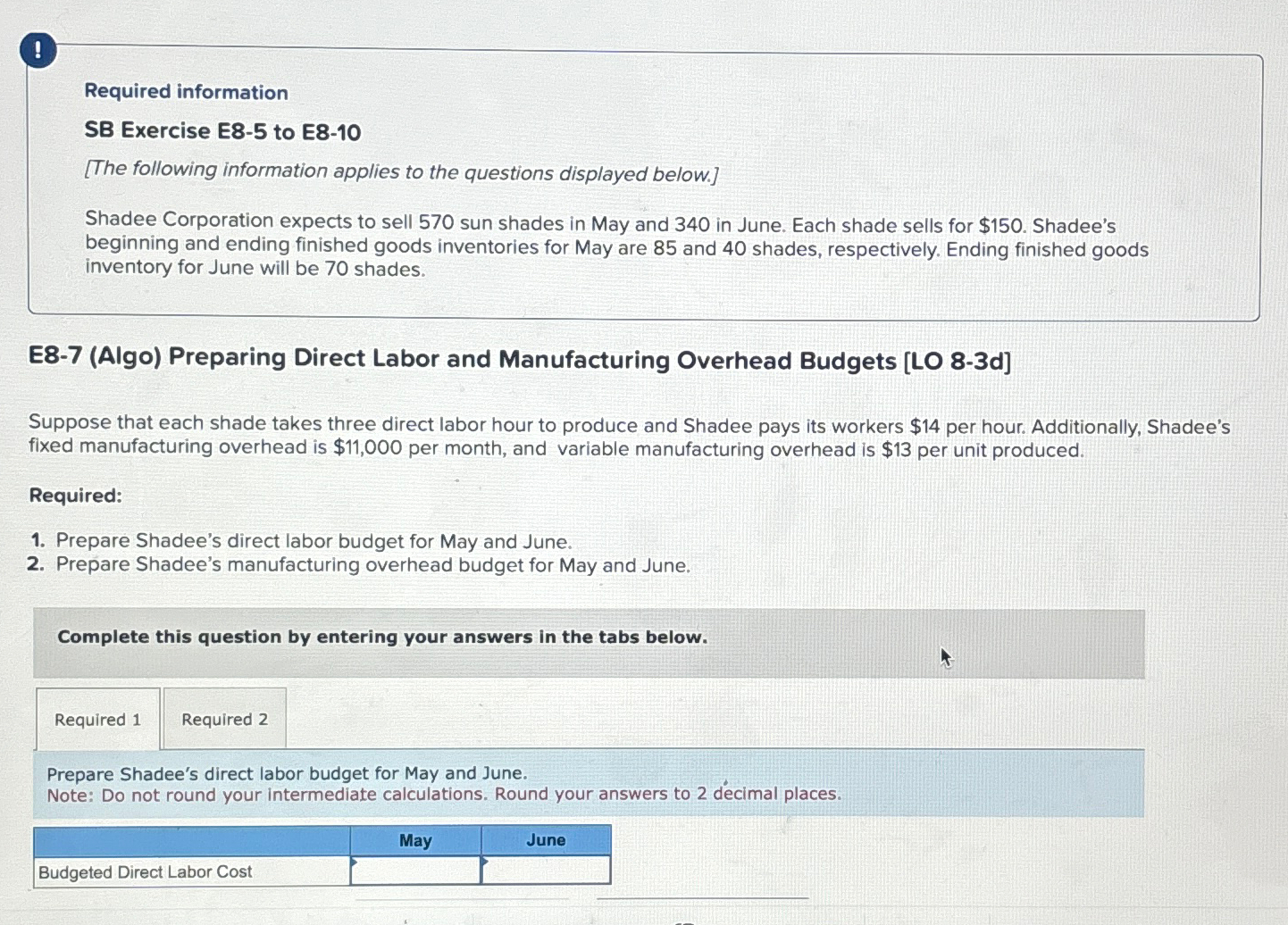 Solved !Required informationSB Exercise E8-5 ﻿to E8-10[The | Chegg.com