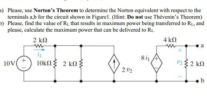 Solved ) Please, use Norton's Theorem to determine the | Chegg.com