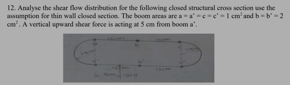 Solved 12. Analyse the shear flow distribution for the | Chegg.com