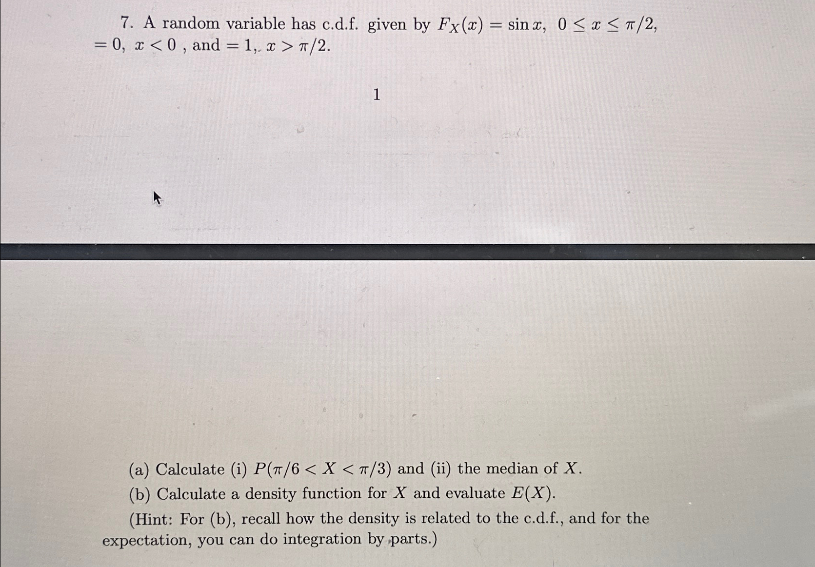 Solved A random variable has c.d.f. ﻿given by | Chegg.com