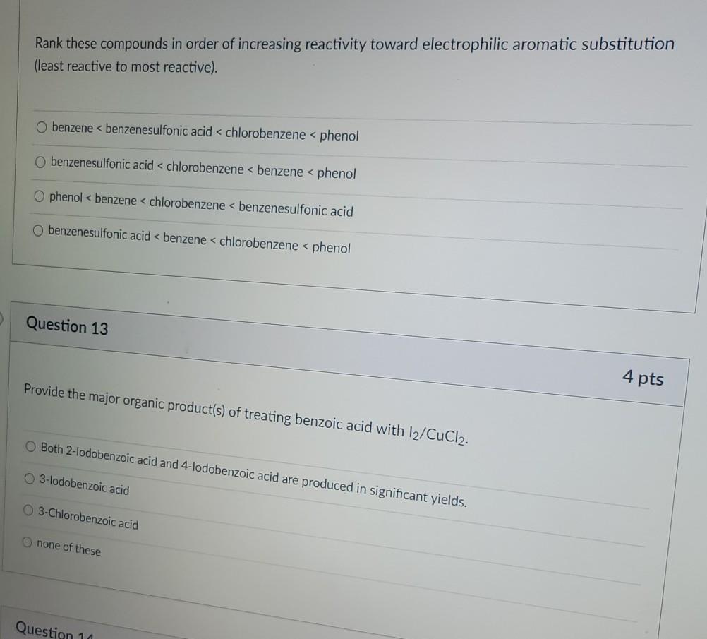 Solved Rank these compounds in order of increasing | Chegg.com