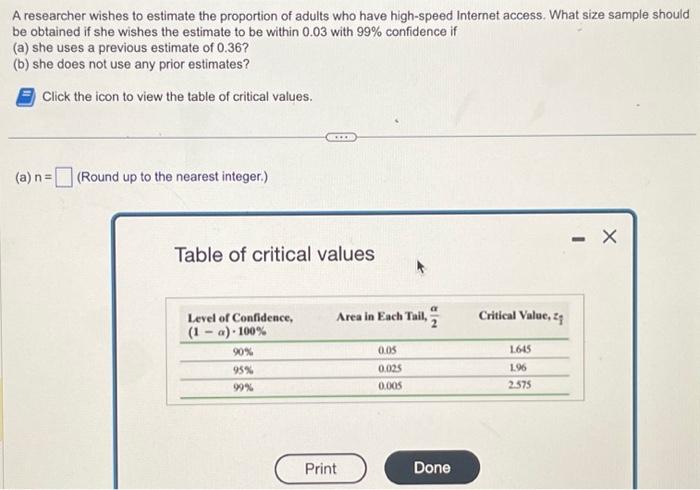Solved A researcher wishes to estimate the proportion of | Chegg.com