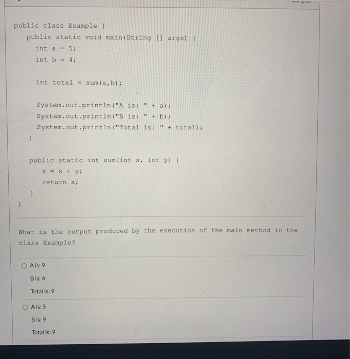 Solved public class Example public static void main(String[] | Chegg.com
