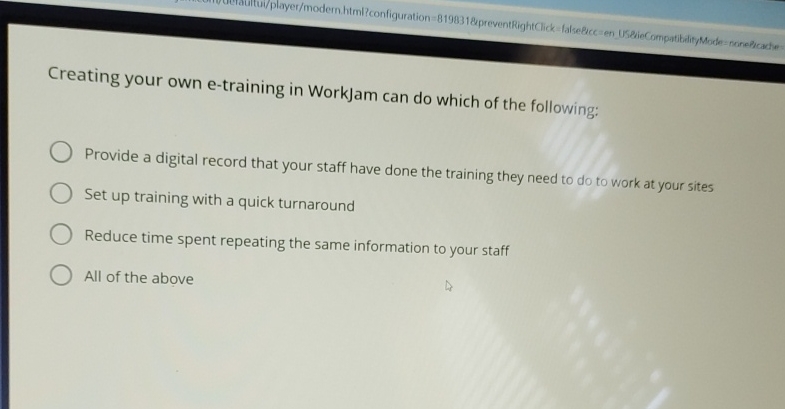 Solved Creating your own e-training in WorkJam can do which | Chegg.com