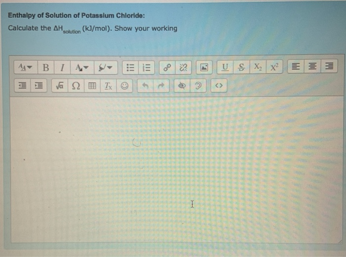 Enthalpy of Solution of Potassium Chloride: Calculate | Chegg.com