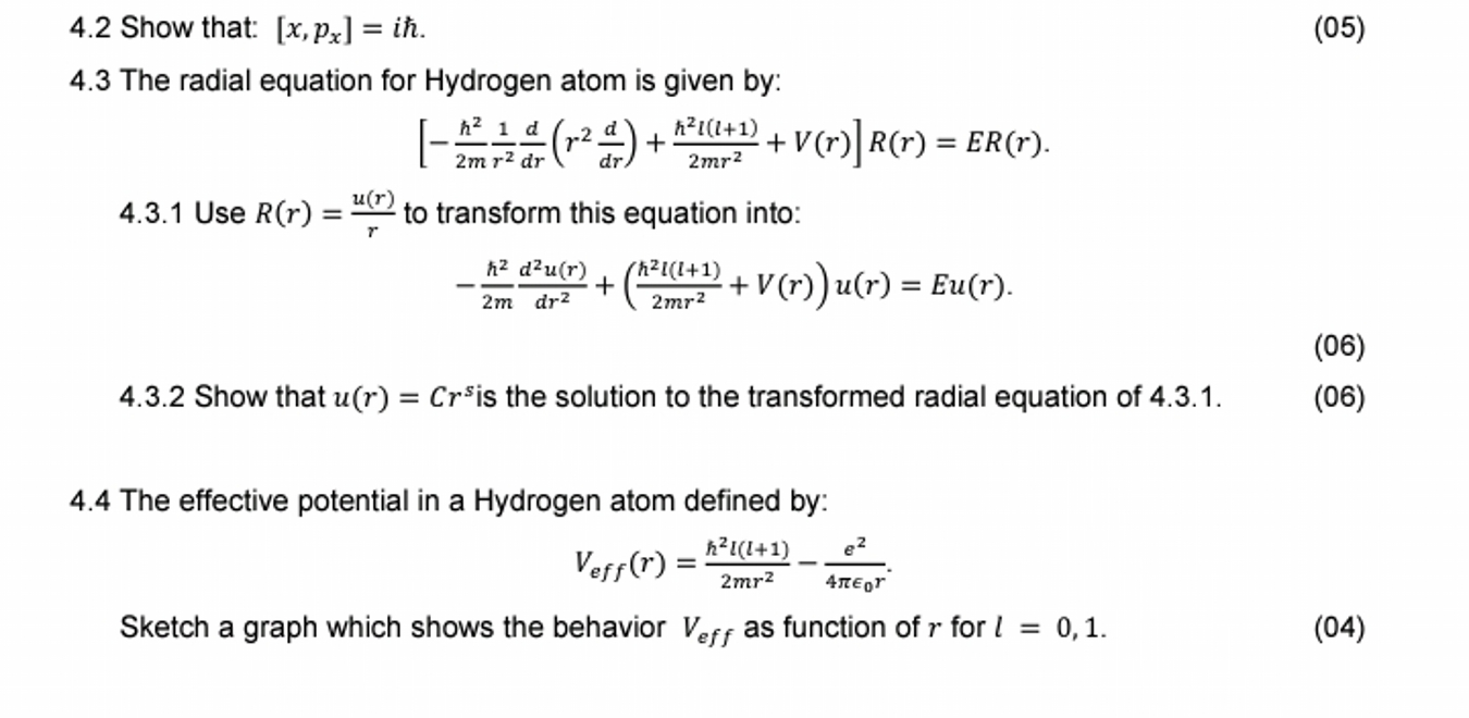 Solved 4.2 ﻿Show that: [x,px]=iℏ.4.3 ﻿The radial equation | Chegg.com