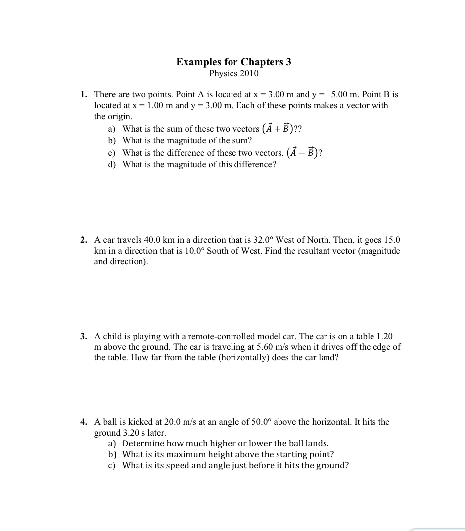Solved Examples for Chapters 3Physics 2010There are two | Chegg.com