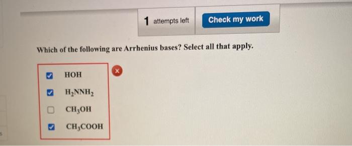 Solved 1 attempts left Check my work Which of the following | Chegg.com