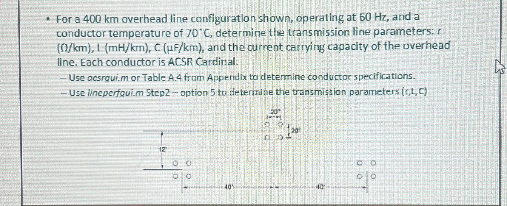 For a 400km ﻿overhead line configuration shown, | Chegg.com