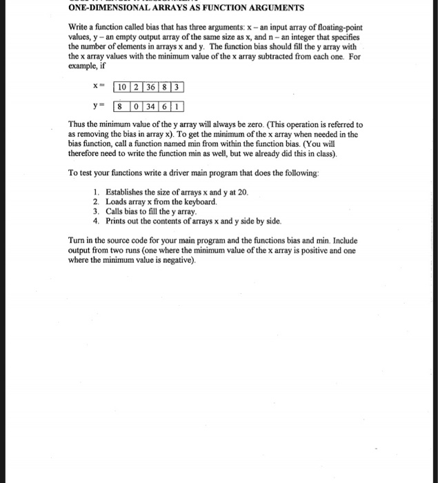 Solved ONE-DIMENSIONAL ARRAYS AS FUNCTION ARGUMENTS Write a | Chegg.com