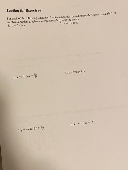 Solved Section 6.1 Exercises For each of the following | Chegg.com