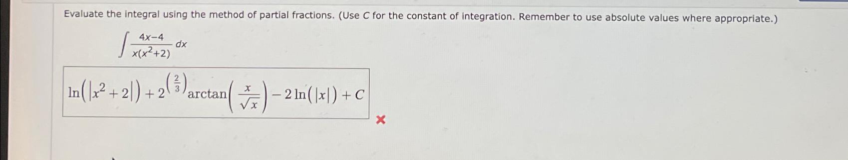 Solved Evaluate the integral using the method of partial | Chegg.com