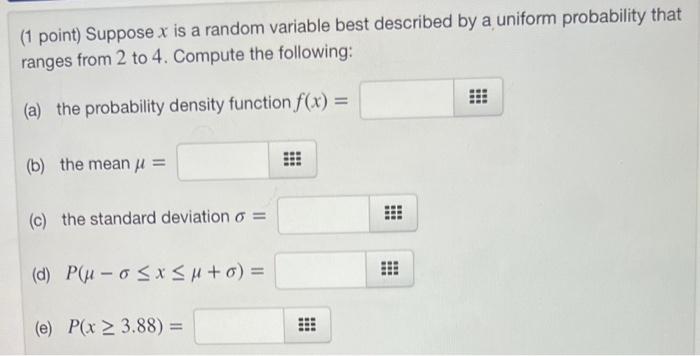 Solved (1 point) Suppose x is a random variable best | Chegg.com