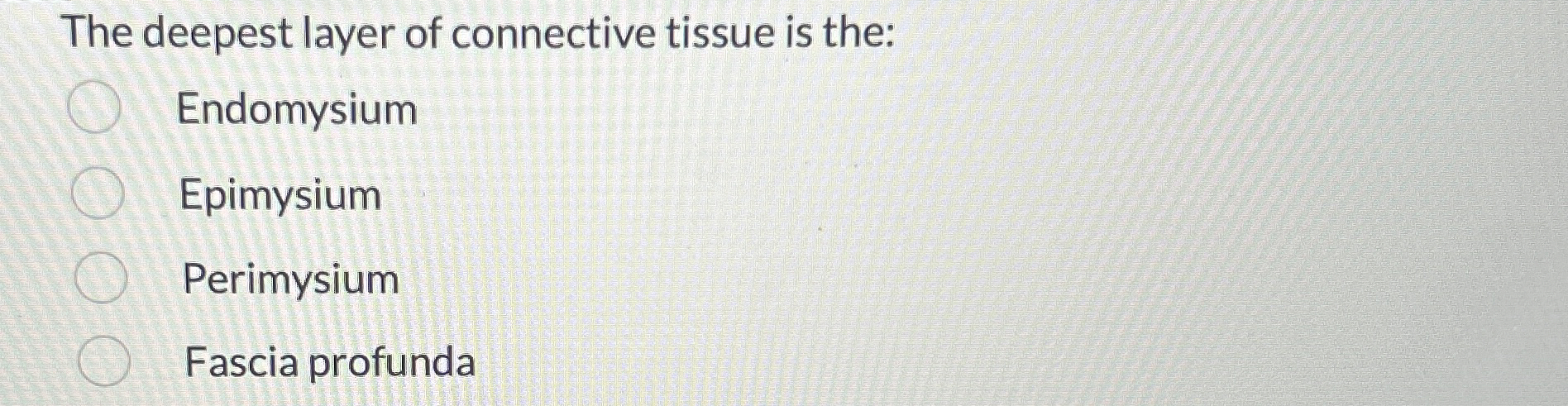 Solved The deepest layer of connective tissue is | Chegg.com