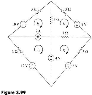 Solved: Given the circuit Fig. 3.99, use mesh analysis to find the ...