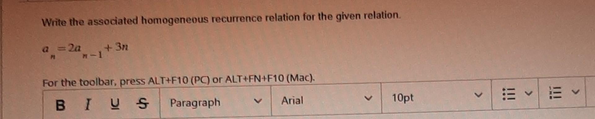 Solved Write the associated homogeneous recurrence relation | Chegg.com