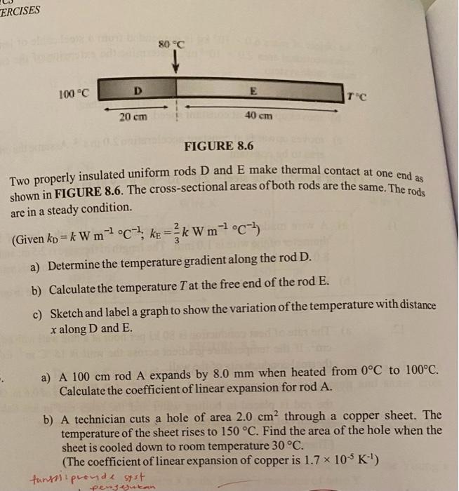 Solved FIGURE 8.6 Two properly insulated uniform rods D and | Chegg.com