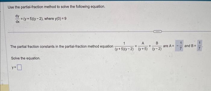Solved Use the partial-fraction method to solve the | Chegg.com