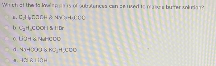 Solved Which of the following pairs of substances can be | Chegg.com