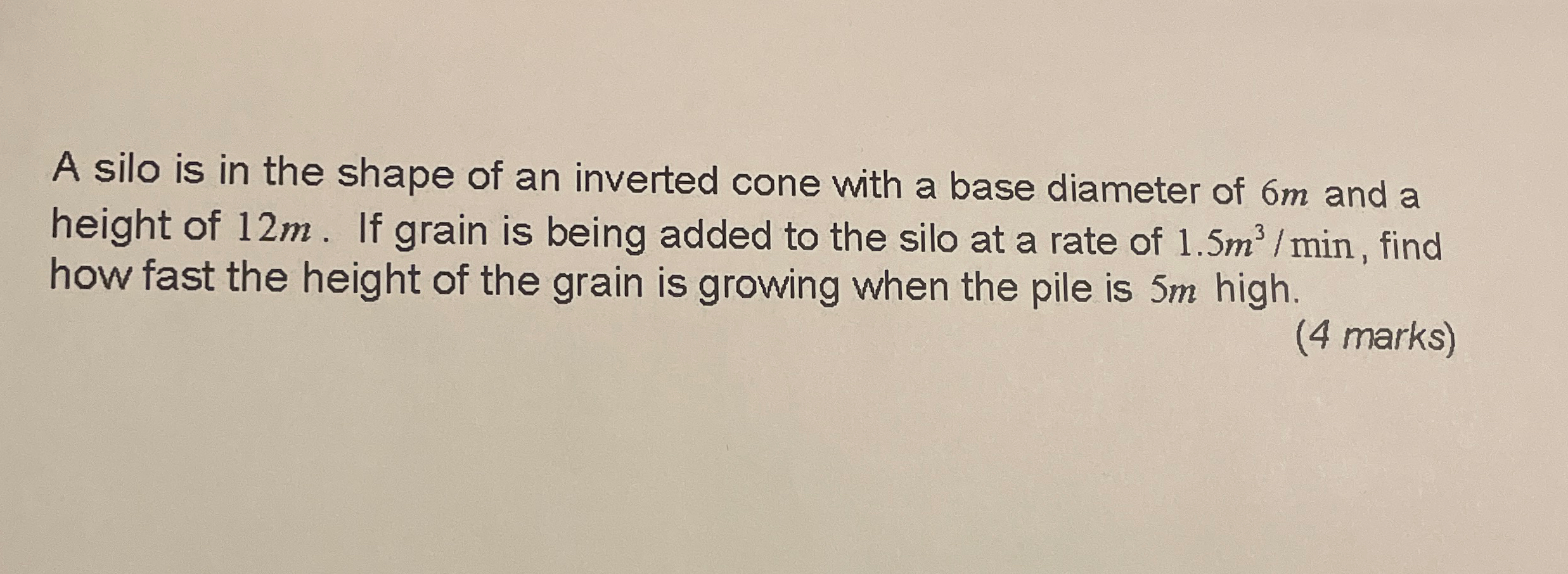Solved A silo is in the shape of an inverted cone with a | Chegg.com