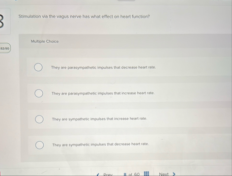Solved Stimulation via the vagus nerve has what effect on | Chegg.com