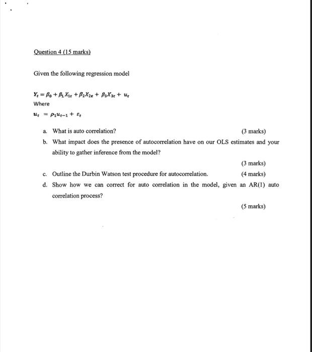 Solved Given the following regression model | Chegg.com