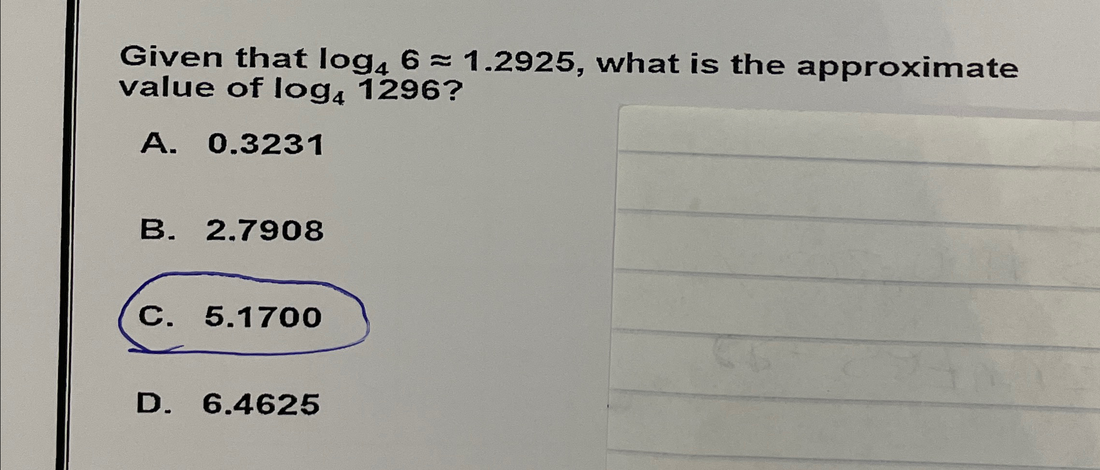 Solved Given that log46~~1.2925, ﻿what is the approximate | Chegg.com