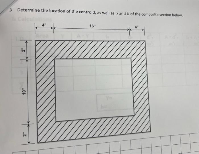 Solved 1 Given the composite section below, calculate Ix and | Chegg.com