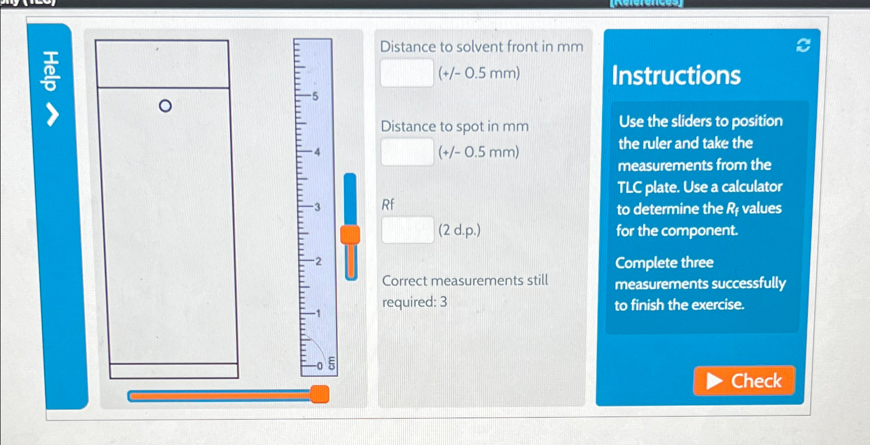 Solved Distance to solvent front in mm(+/-0.5 | Chegg.com