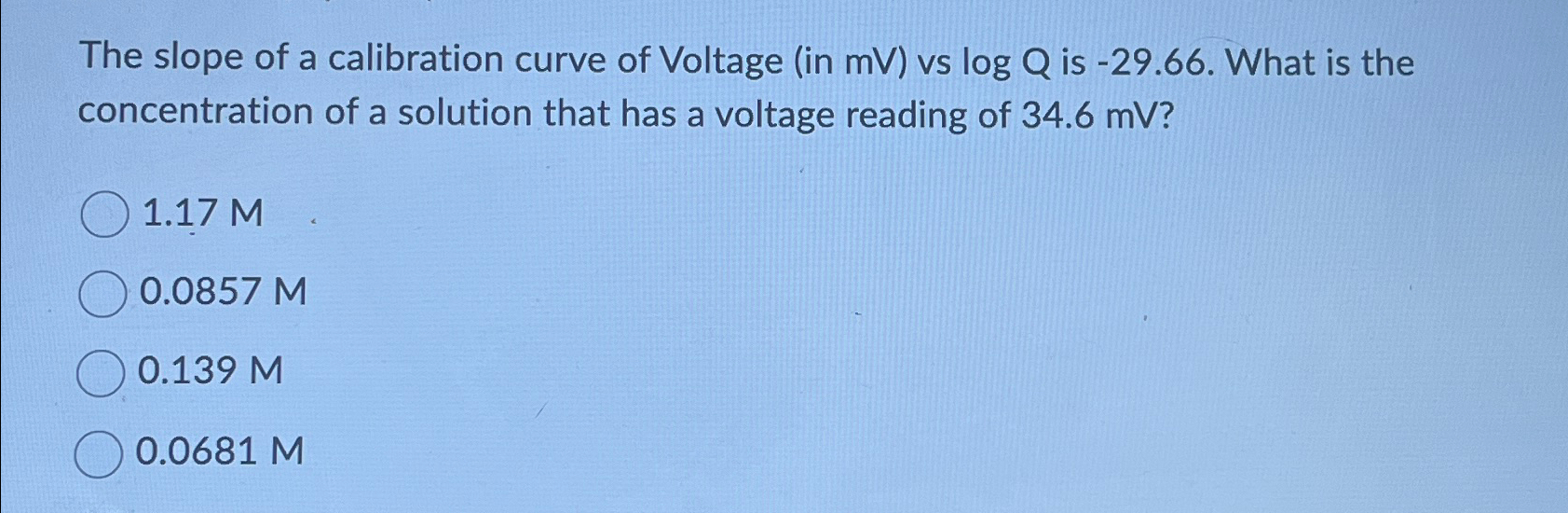 Solved The slope of a calibration curve of Voltage (in mV ) | Chegg.com