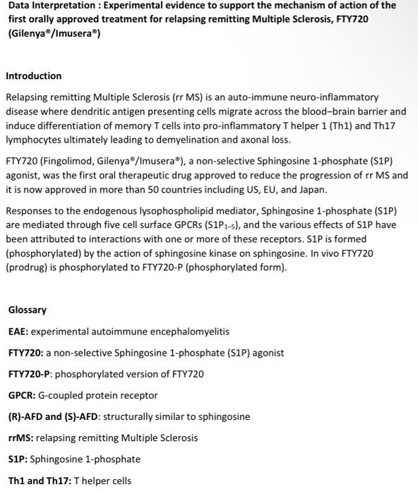 Solved Data Interpretation : Experimental evidence to | Chegg.com