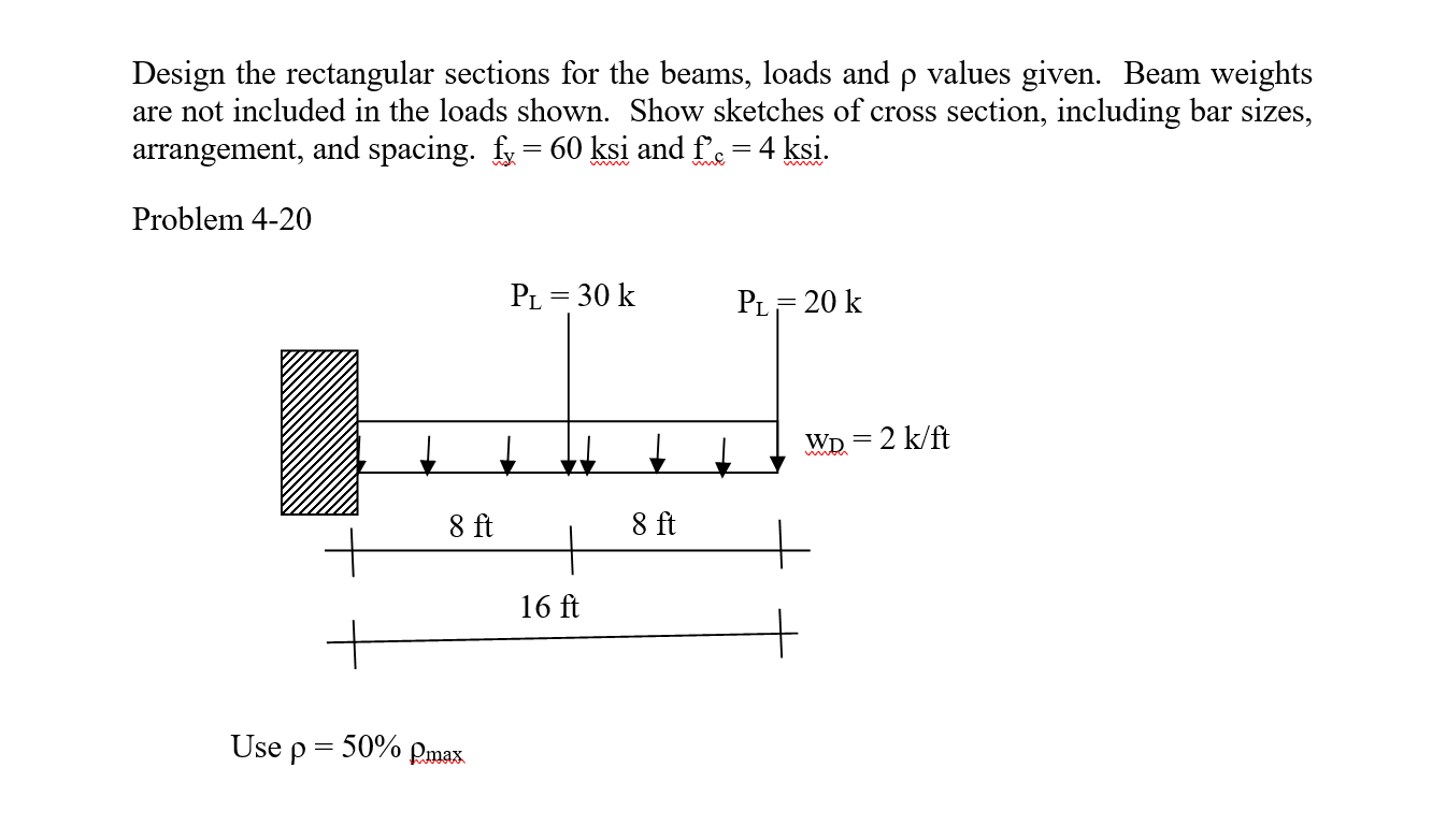Design the rectangular sections for the beams, loads | Chegg.com