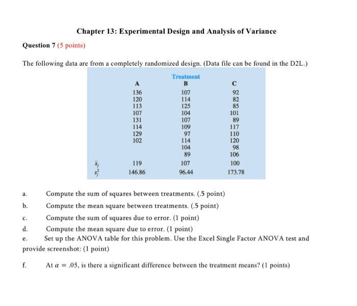 Solved Chapter 13: Experimental Design and Analysis of | Chegg.com
